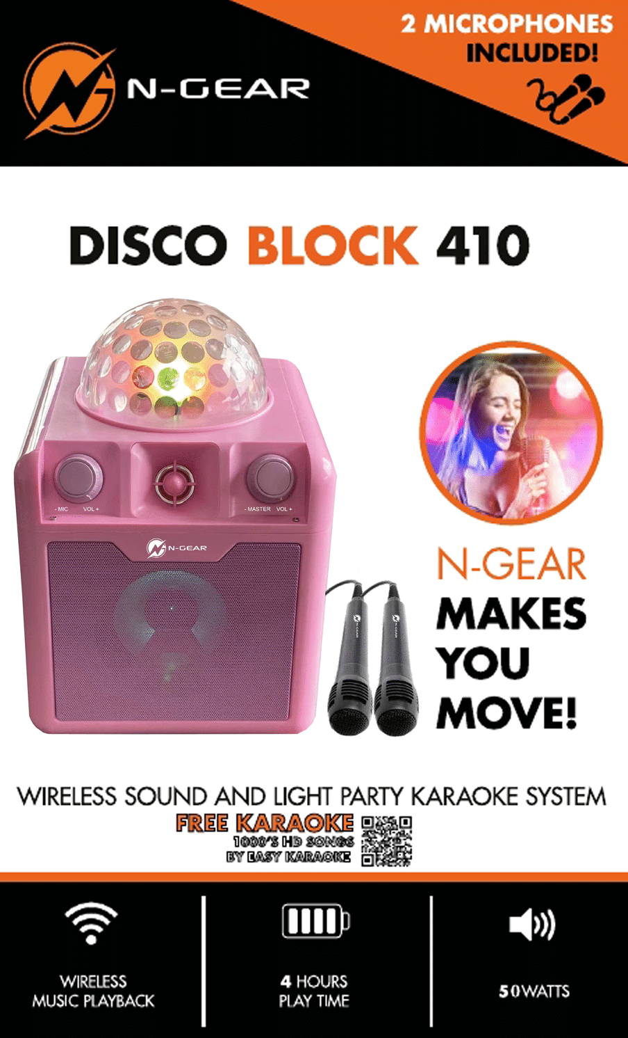 N-GEAR Disco Block 410 - Bluetooth Speaker - Karaokeset - Partybox met 2 Microfoons - Roze ...