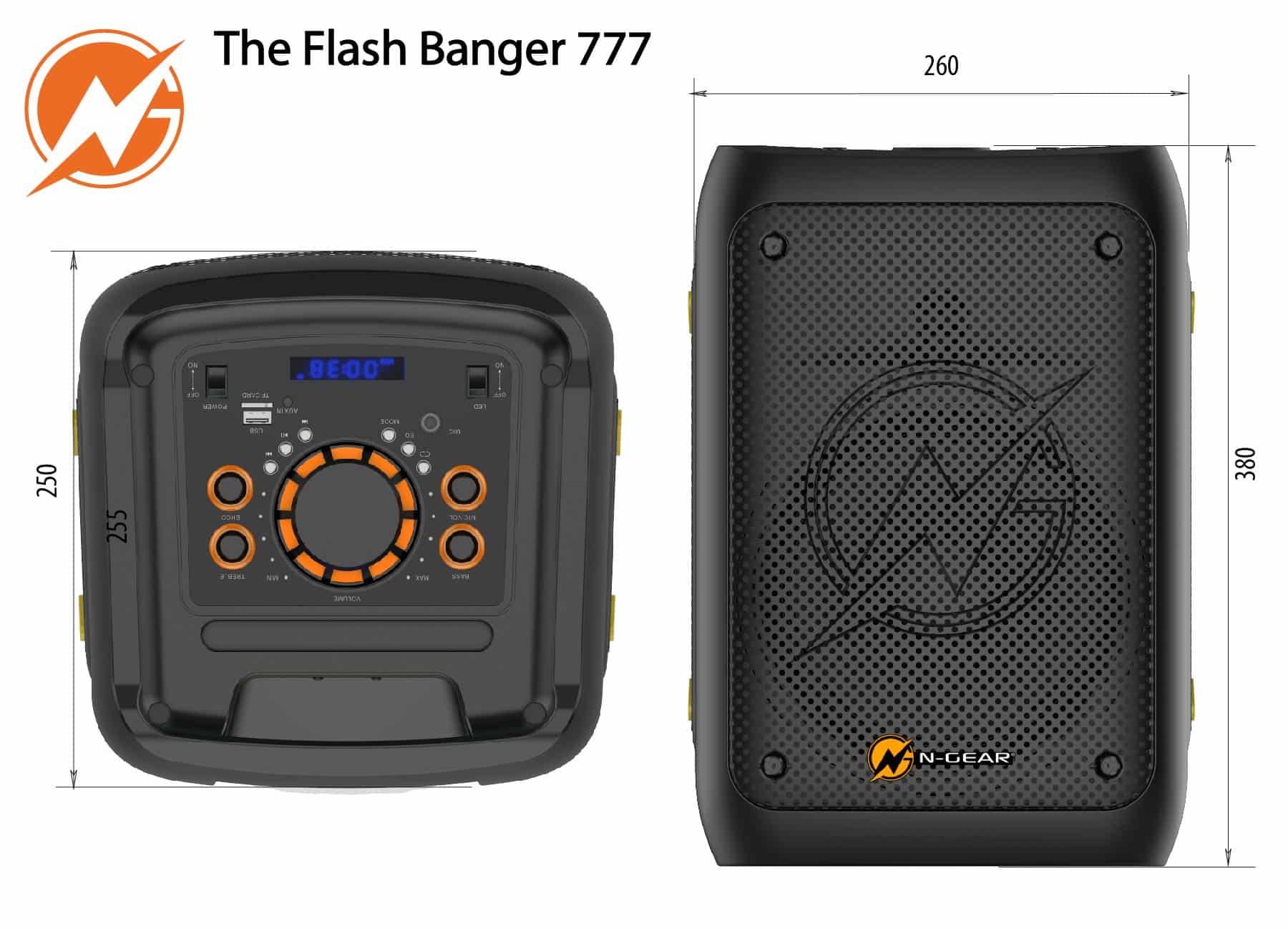 N-GEAR Flash Banger 777 - Draadloze Speaker - Karaokeset - Partybox met 2 Microfoons - Zwart ...